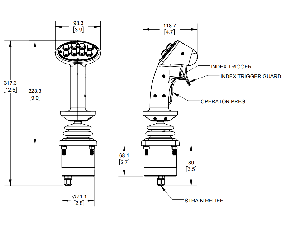 Apem HJRMBSAAYGDEA джойстик, 2 Axis, Hall Effect, Operator presence ...